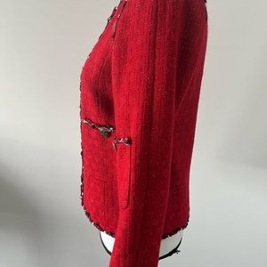 CHANEL | Jackets & Coats | Chanel Tweed Evening Jacket In Beautiful Red ...